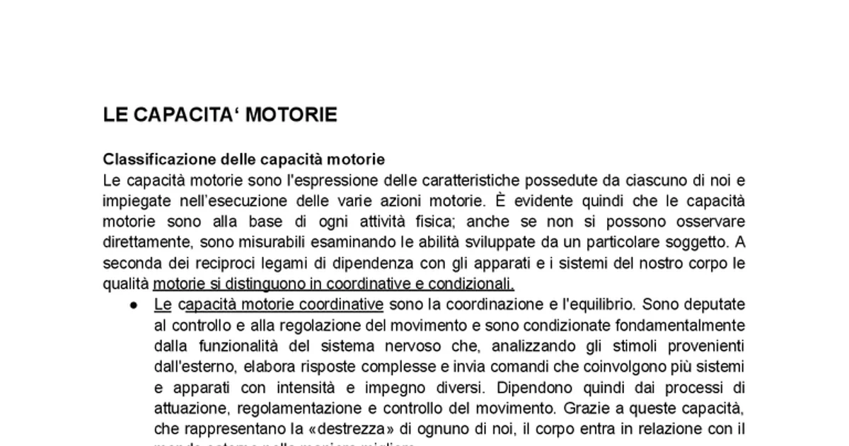 Le Capacità Motorie, Forza Muscolare | Algor Library