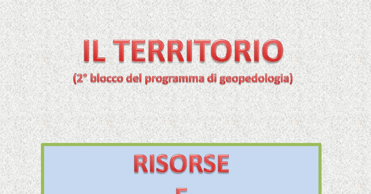 Il Territorio, Risorse e Aree Protette | Algor Library