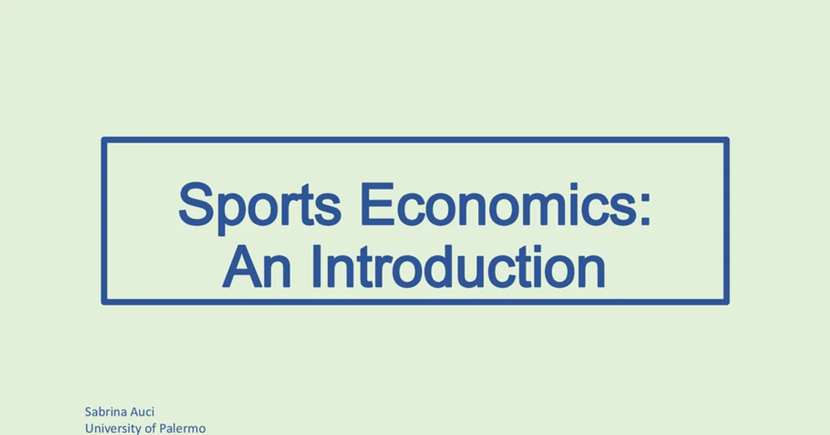 Sports Economics, University of Palermo | Algor Library