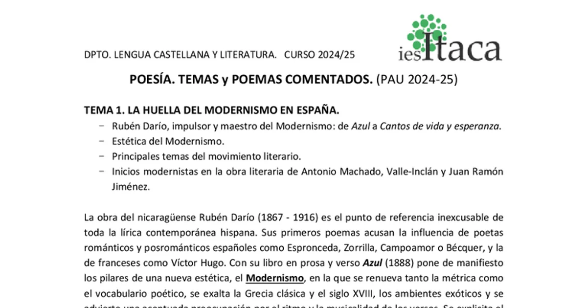 Poesía, Temas y Poemas Comentados (PAU) | Algor Library