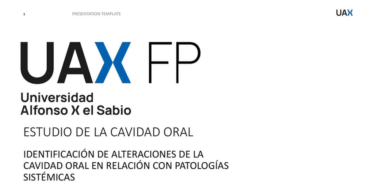Estudio de la Cavidad Oral, UAX FP | Algor Library