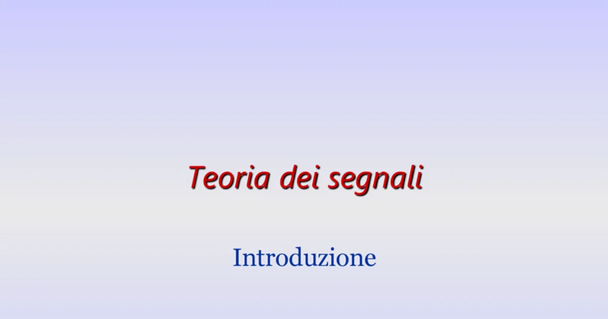 Teoria dei Segnali, Umg | Algor Library