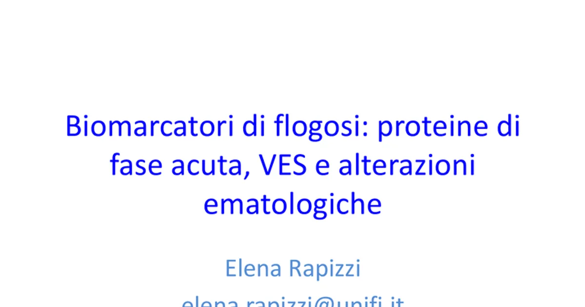 Biomarcatori di Flogosi, Unifi.it | Algor Library