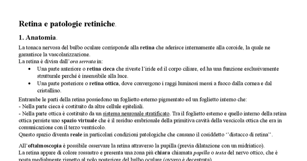 Retina e patologie retiniche | Algor Library
