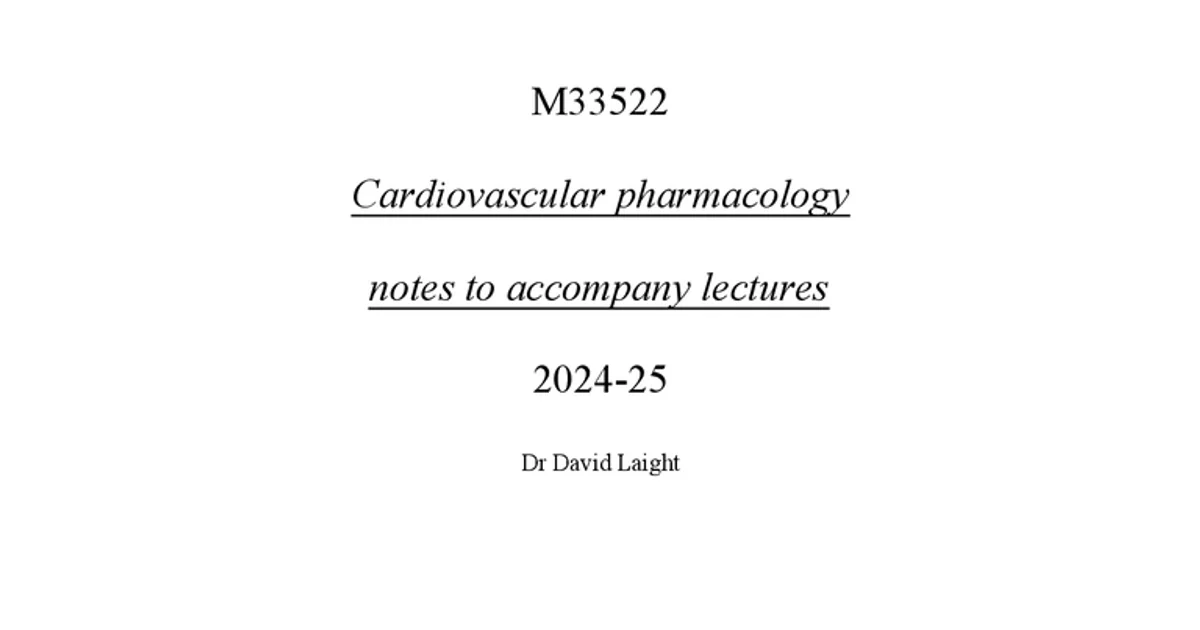 Cardiovascular Pharmacology | Algor Library
