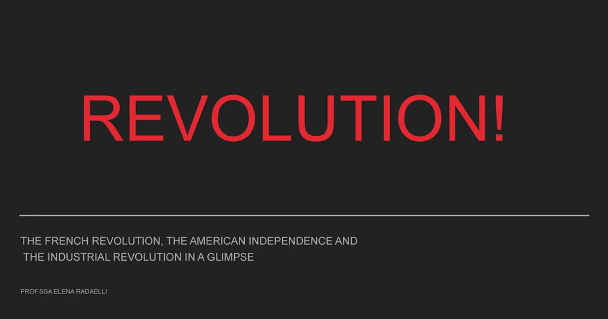 Revolution! Historical Overview | Algor Library