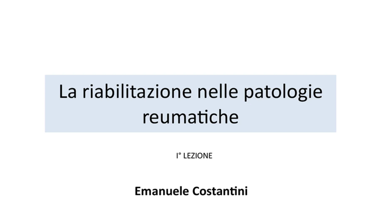 Riabilitazione Patologie Reumatiche, Careggi | Algor Library