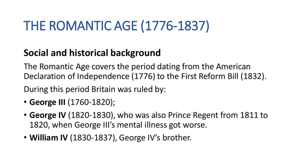 The Romantic Age (1776-1837) | Algor Library