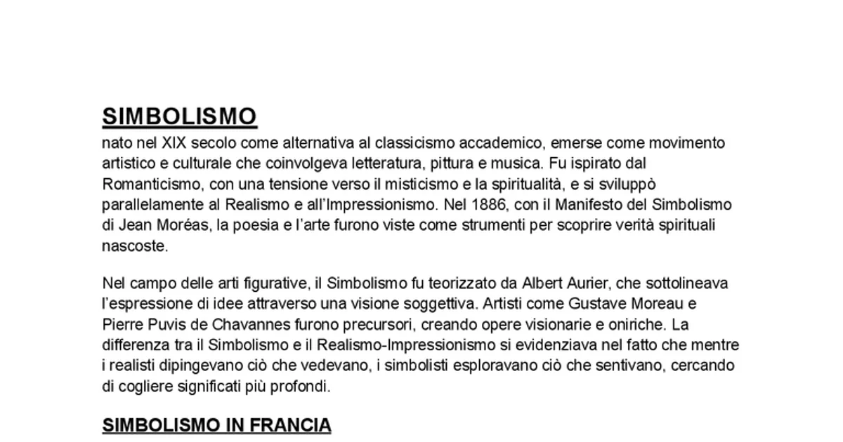 Simbolismo, Liberty e Avanguardie Artistiche | Algor Library