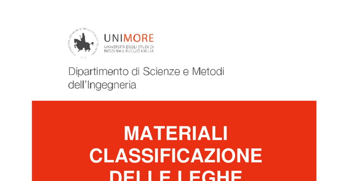 Classificazione Leghe Metalliche, Unimore | Algor Library