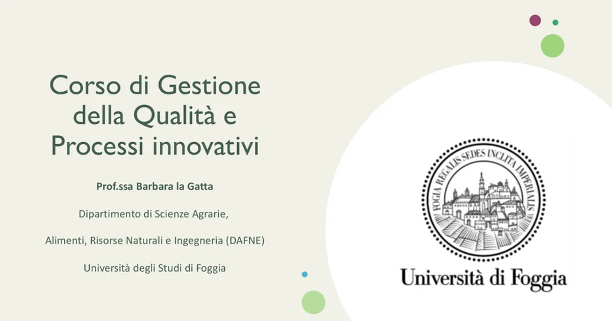 Gestione Qualità, Università Foggia | Algor Library
