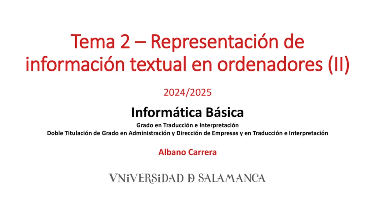 Representación Información Textual, USAL | Algor Library