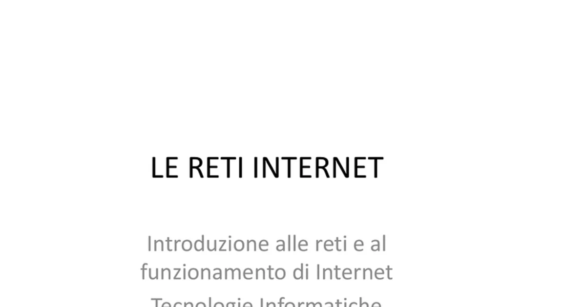 Le Reti Internet | Algor Library