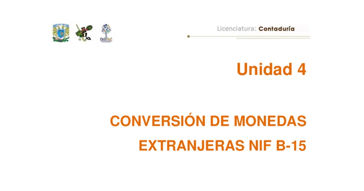 Conversion de Monedas Extranjeras Nif B-15, UNAM | Algor Library
