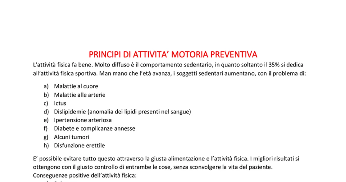 Principi Attività Motoria Preventiva | Algor Library