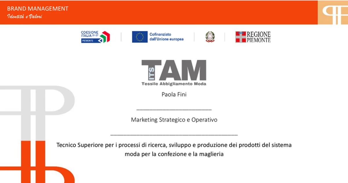 Brand Management Identità e Valori, Tam Tessile | Algor Library