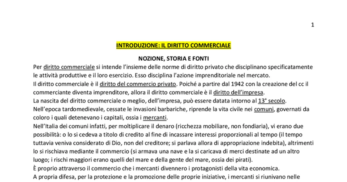 Introduzione: Il Diritto Commerciale | Algor Library