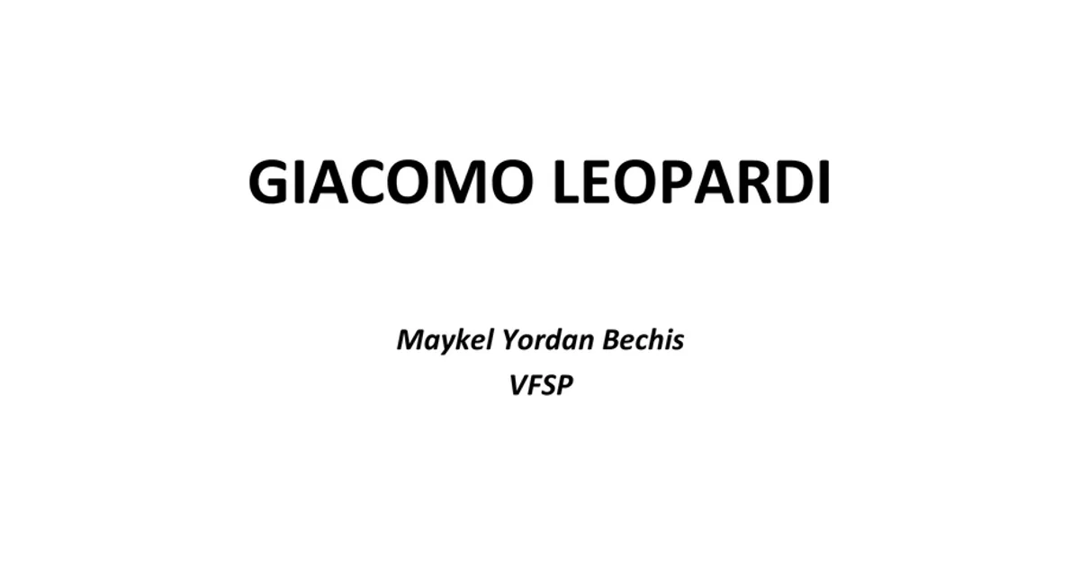 Giacomo Leopardi | Algor Library