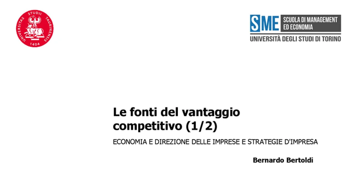 Vantaggio Competitivo, Università Torino | Algor Library