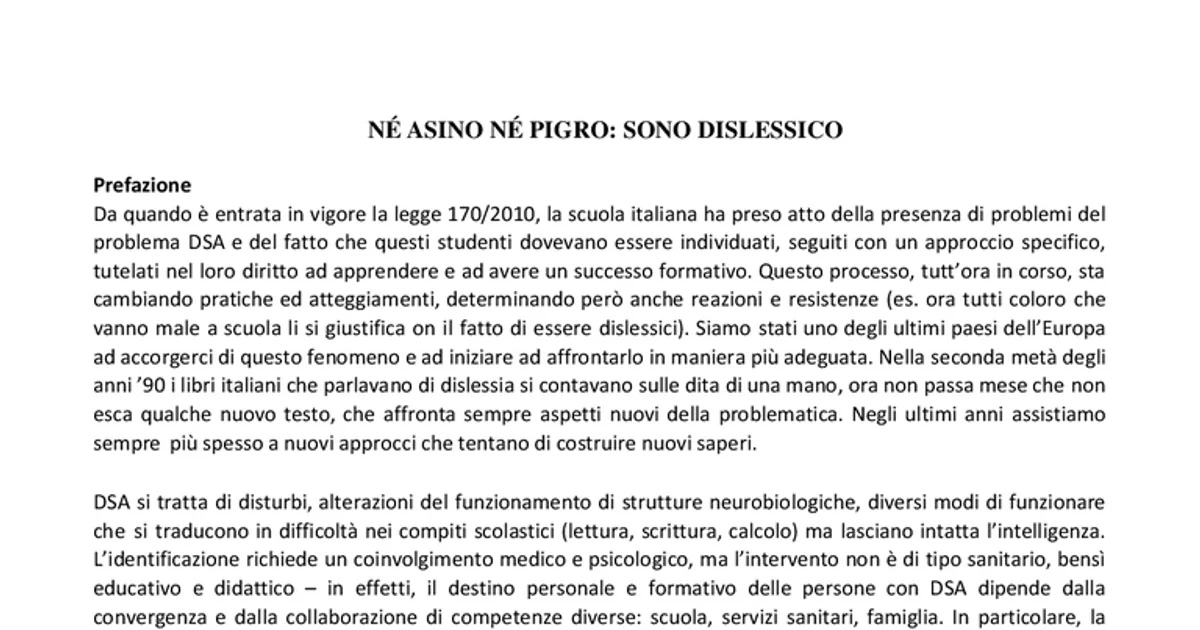 Né Asino né Pigro: Sono Dislessico | Algor Library