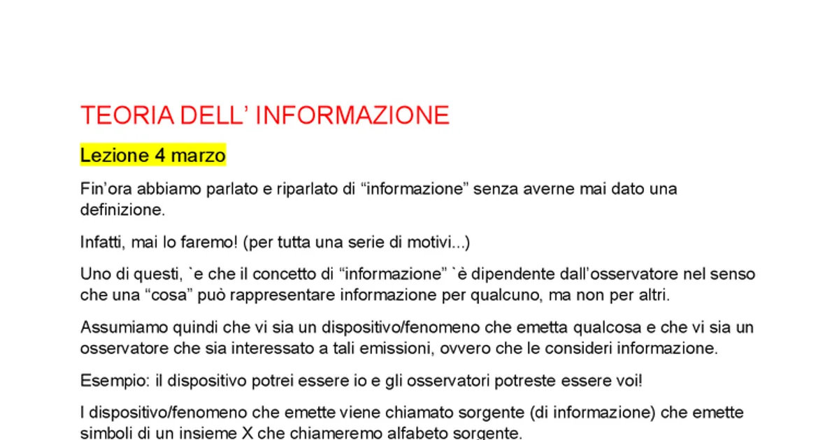 Teoria dell'Informazione | Algor Library
