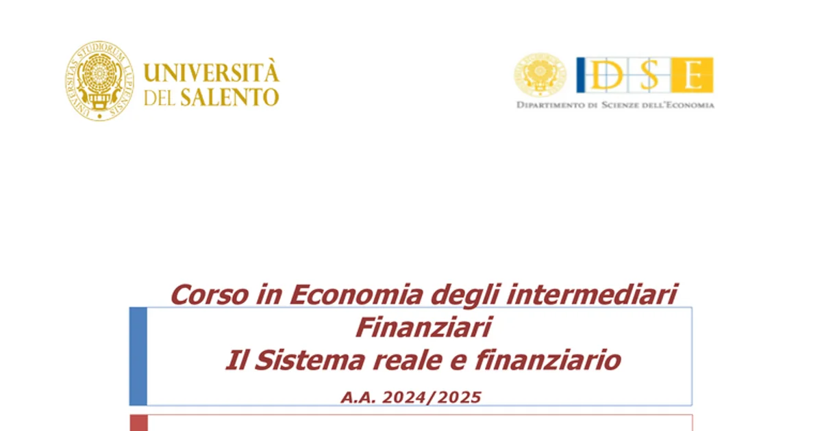Economia Intermediari Finanziari, UniSalento | Algor Library