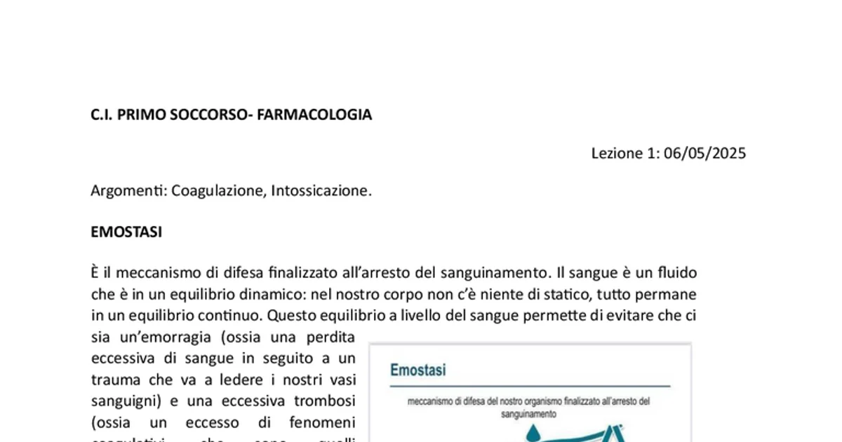 Primo Soccorso Farmacologia, Umg | Algor Library