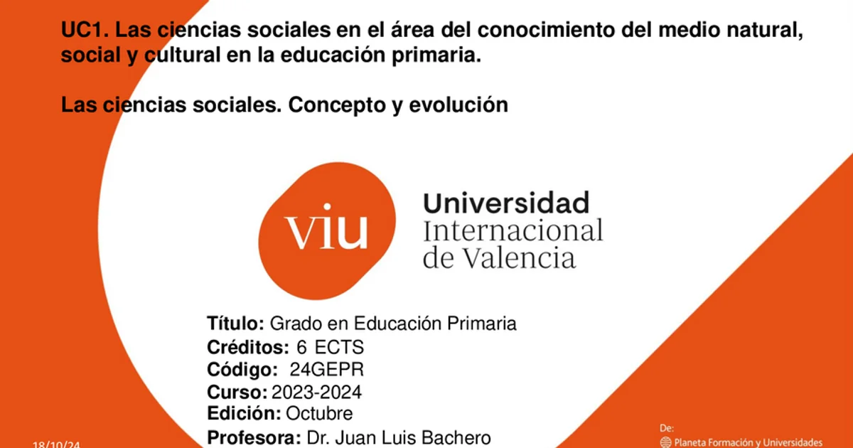 Ciencias Sociales en Educacion Primaria, VIU | Algor Library