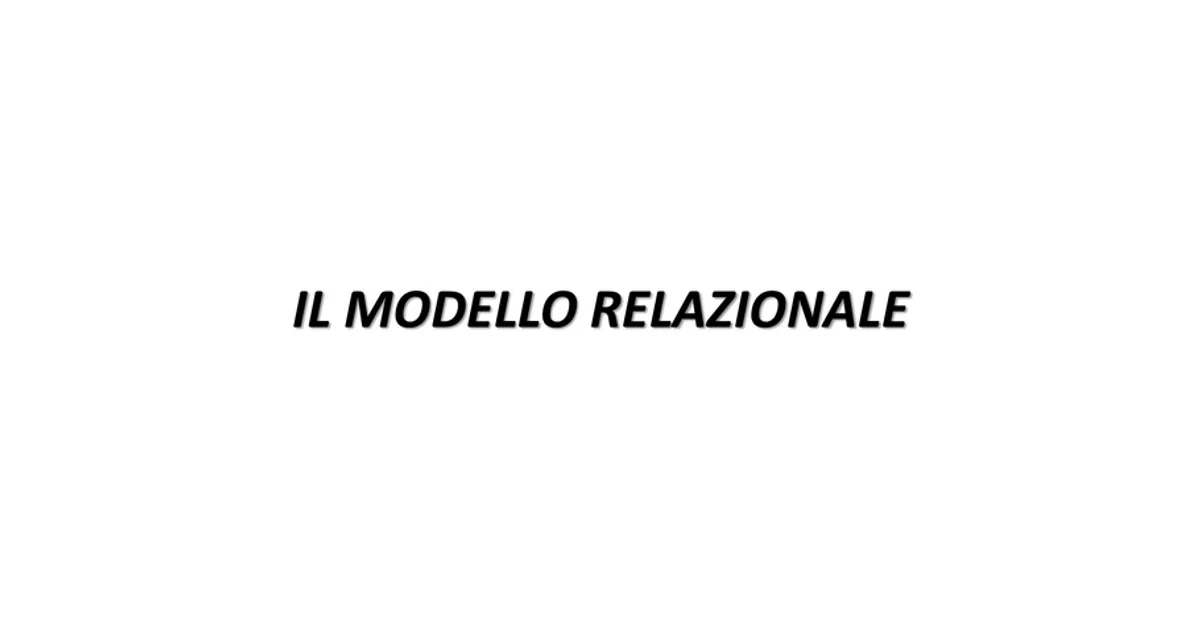 Il Modello Relazionale | Algor Library