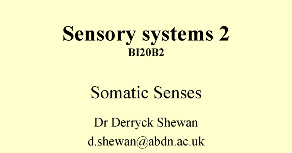 Sensory Systems 2, University of Aberdeen | Algor Library