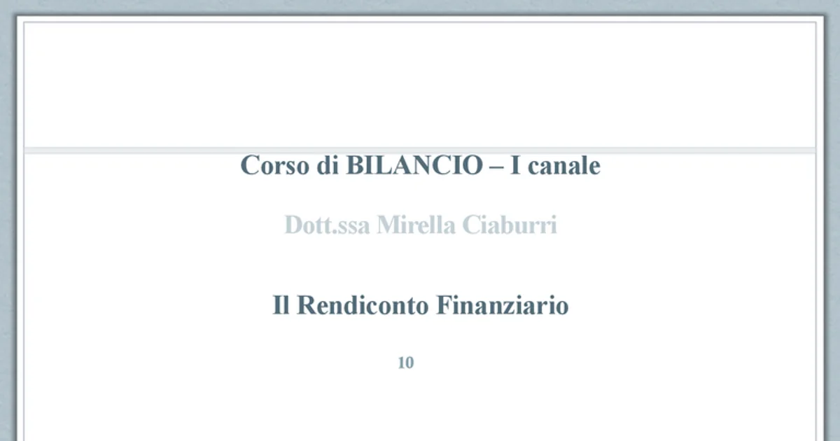 Il Rendiconto Finanziario | Algor Library