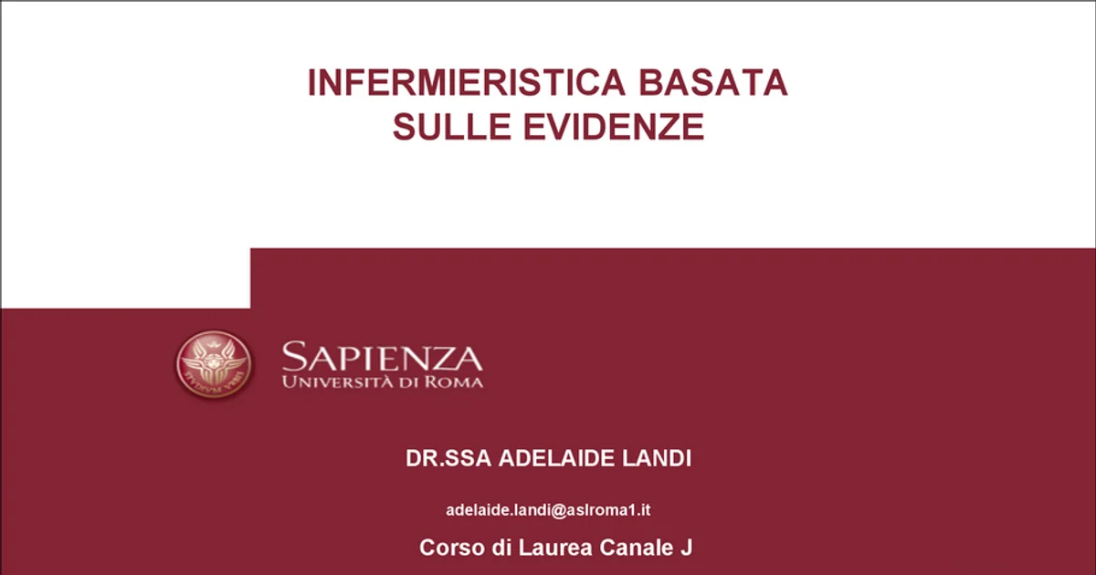 Infermieristica Basata sulle Evidenze, Sapienza | Algor Library