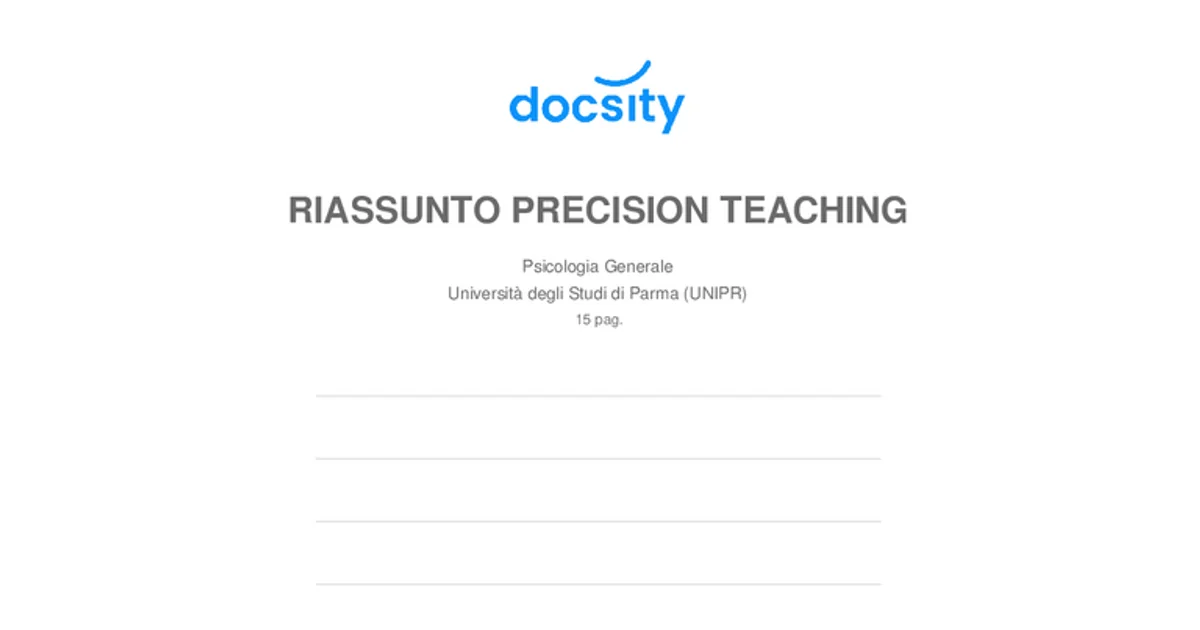 Riassunto Precision Teaching, UNIPR | Algor Library