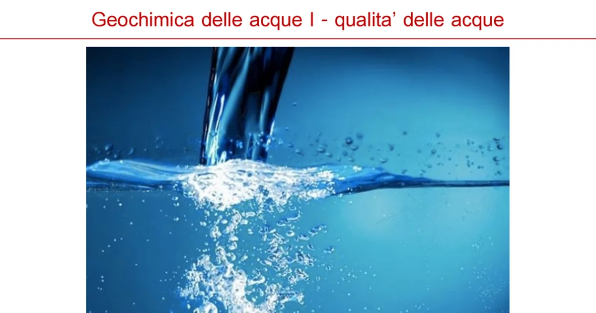 Geochimica delle Acque, Qualità | Algor Library