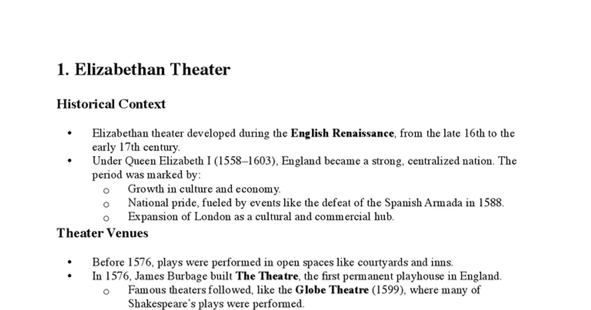 Elizabethan Theater, Shakespeare | Algor Library