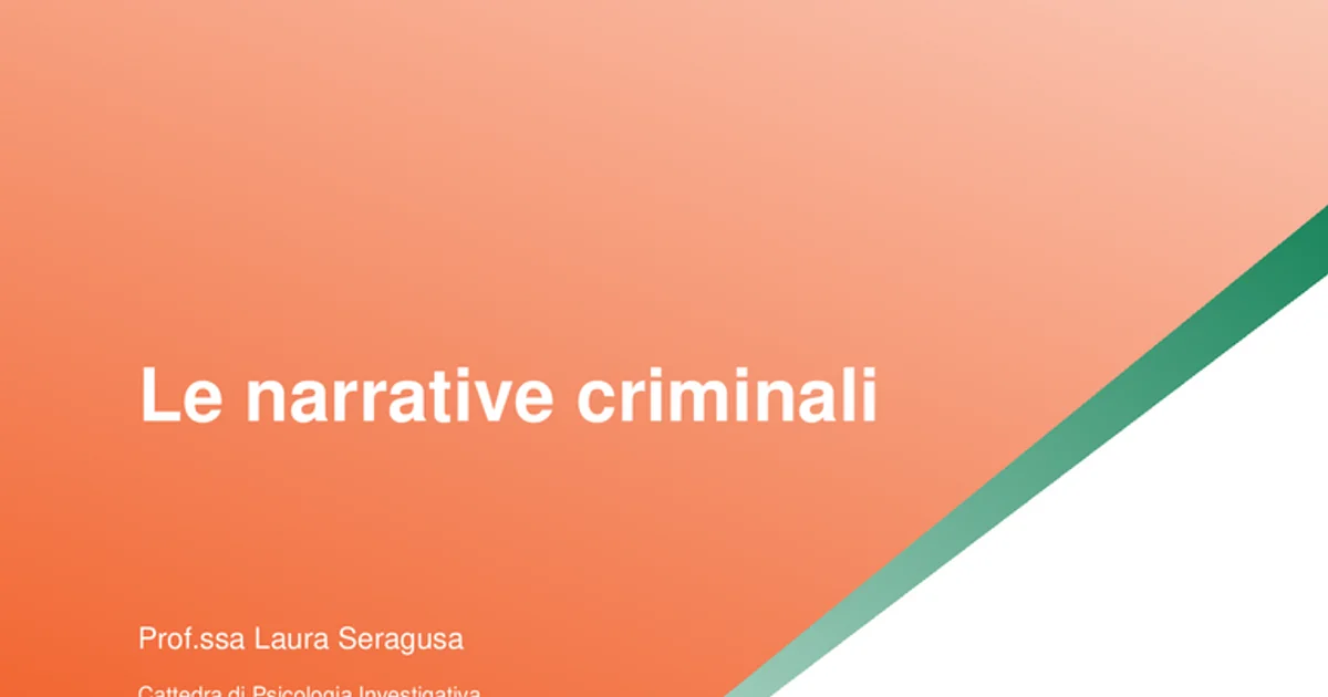 Le Narrative Criminali, Lumsa Università | Algor Library