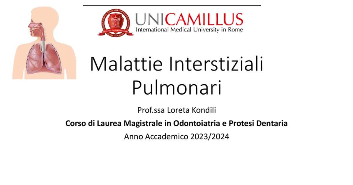 Malattie Interstiziali Polmonari, Unicamillus | Algor Library