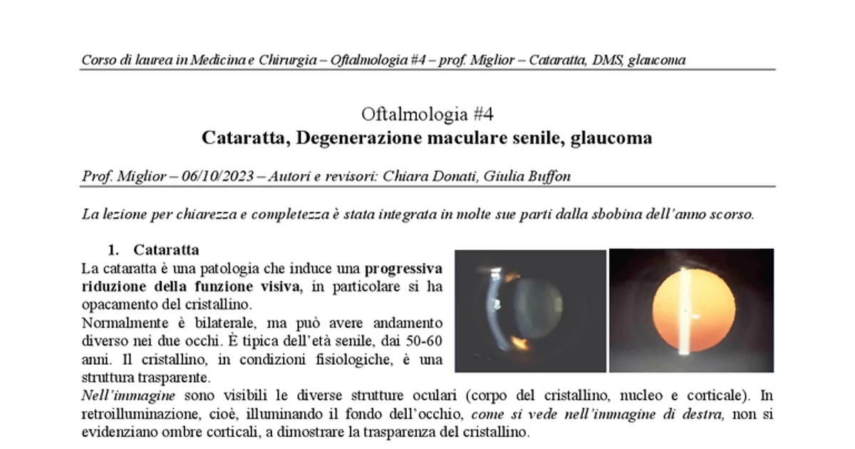 Cataratta, Degenerazione Maculare, Glaucoma | Algor Library