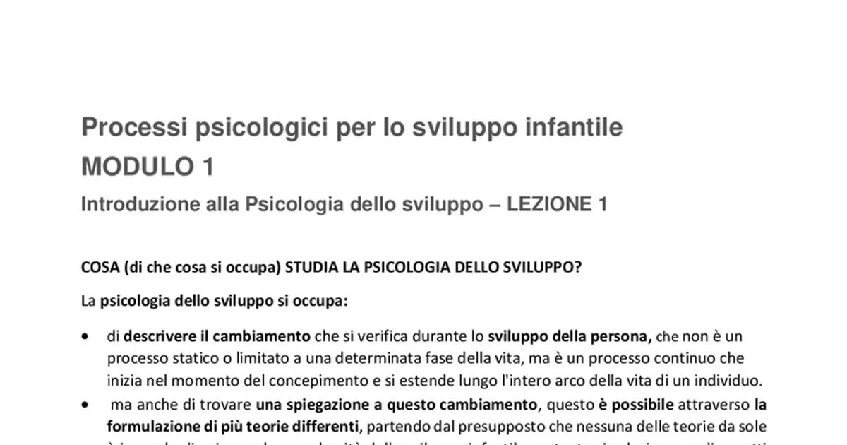 Processi Psicologici Sviluppo Infantile | Algor Library