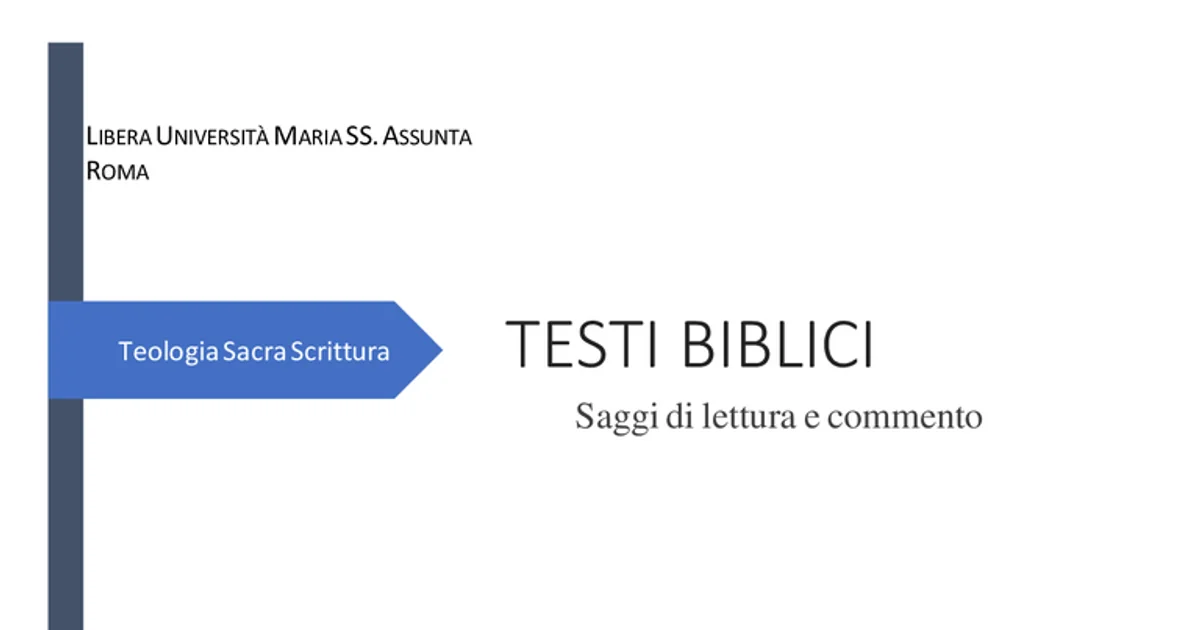 Testi Biblici Saggi, LUMSA | Algor Library
