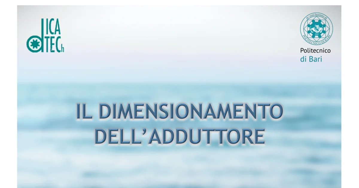 Dimensionamento Adduttore, Poliba | Algor Library