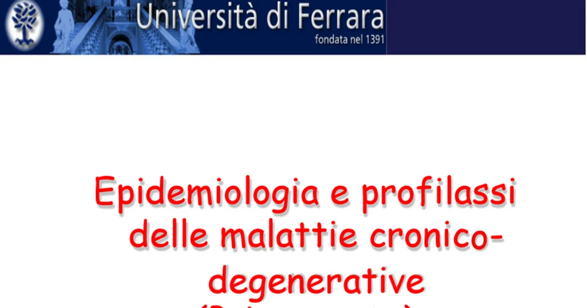 Epidemiologia e profilassi, UniFe | Algor Library