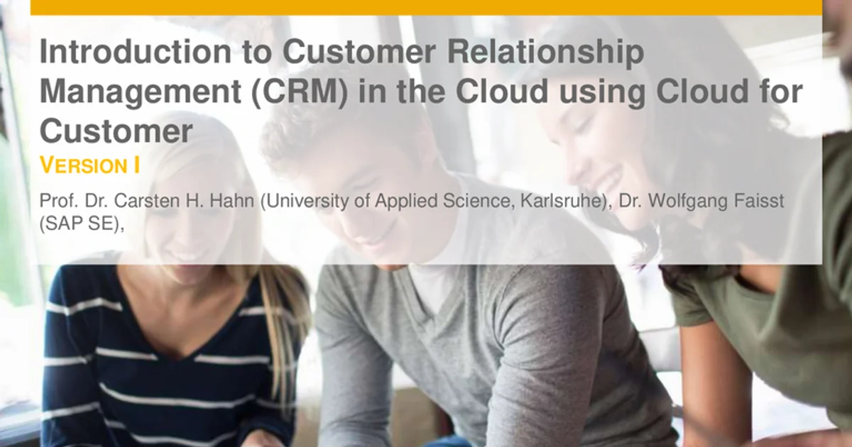 Introduction to CRM in the Cloud, Sap University Alliances | Algor Library
