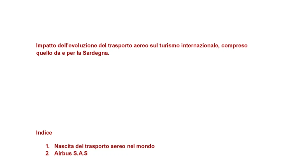 Impatto Trasporto Aereo, Turismo Internazionale | Algor Library