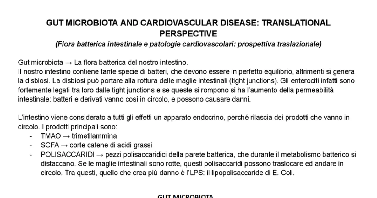 Microbiota Intestinale e Malattie Cardiovascolari | Algor Library