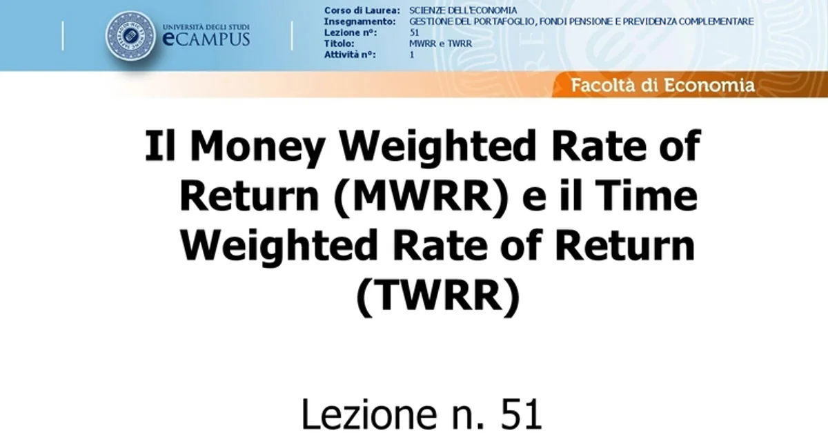 Money Weighted e Time Weighted Rate of Return, Uni eCampus | Algor Library