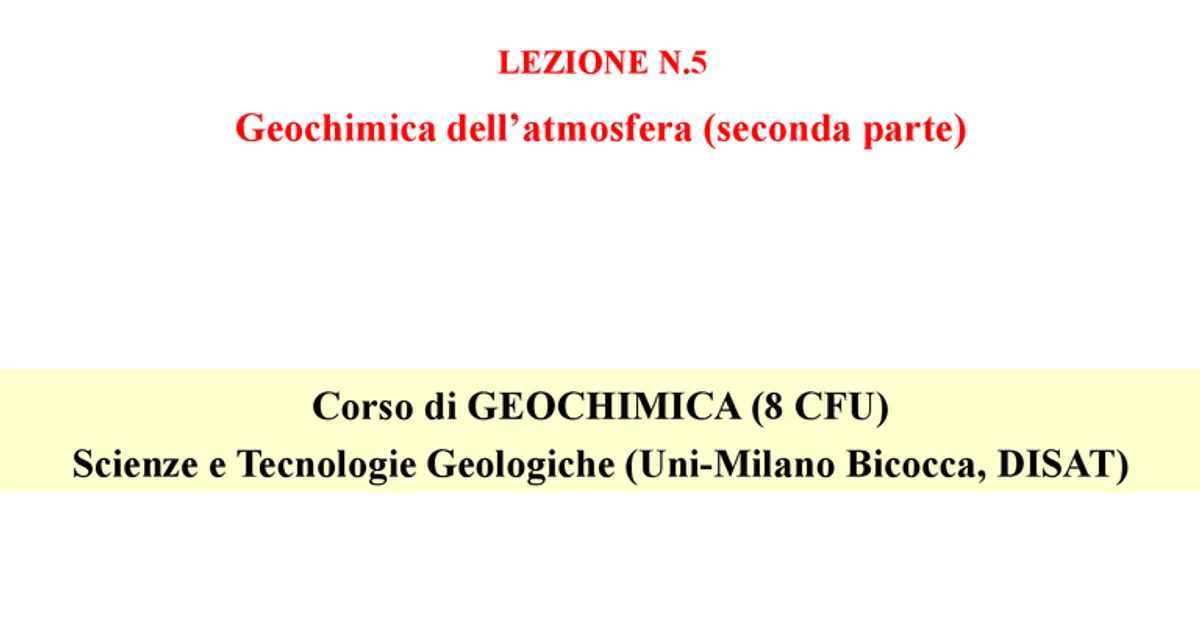 Geochimica atmosfera, Uni-Milano Bicocca | Algor Library