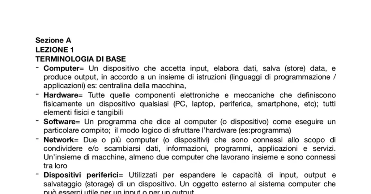 Terminologia di Base, Informatica | Algor Library