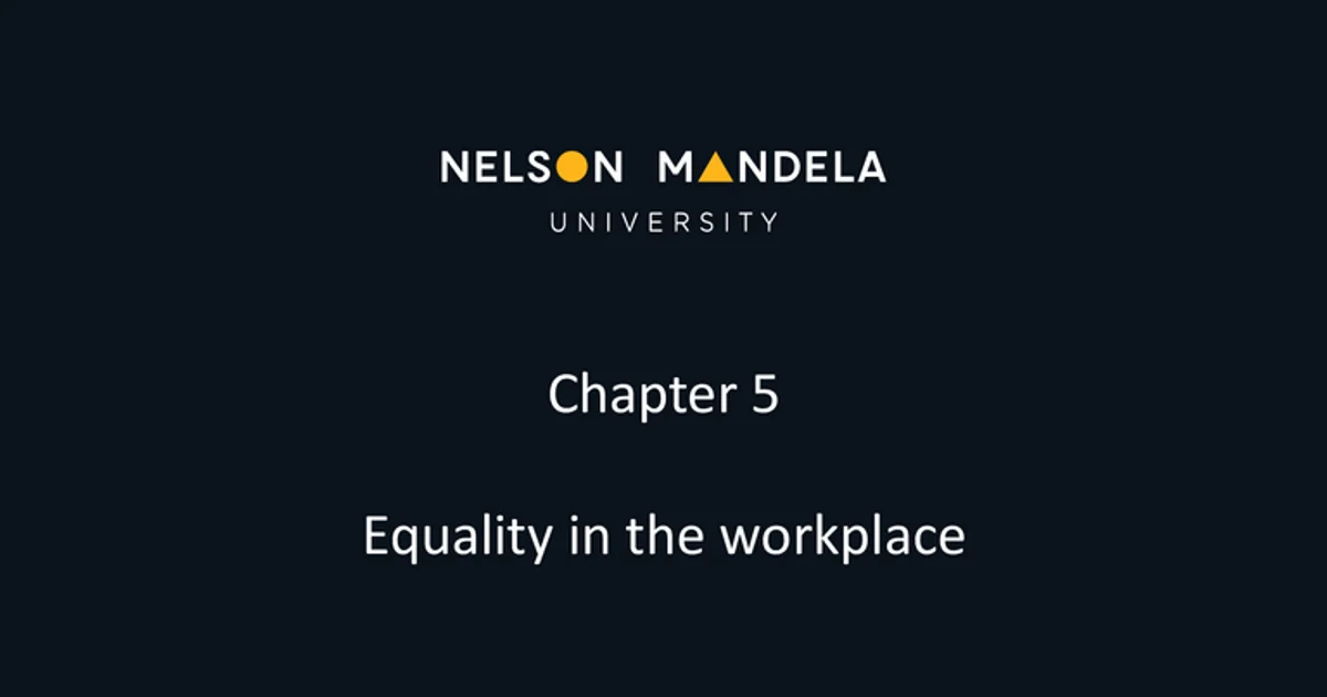 Equality in the Workplace, Nelson Mandela University | Algor Library