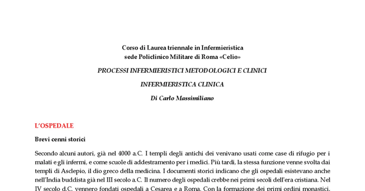 Infermieristica Clinica, Policlinico Militare | Algor Library